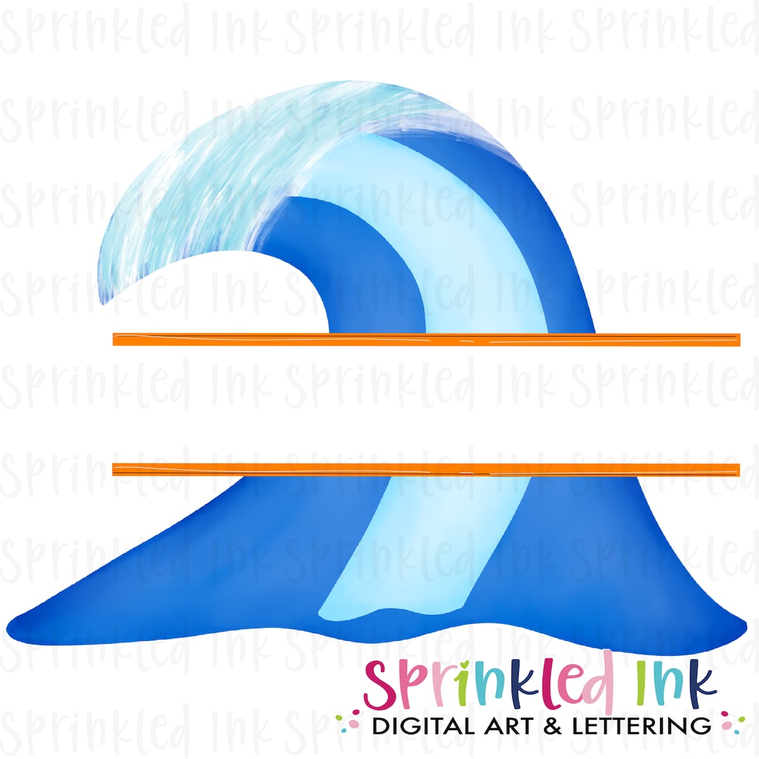Watercolor PNG Split Name Plate Ocean Wave Rip Curl Download File - Etsy