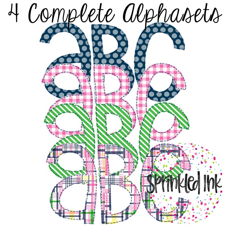 Watercolor PNG Pink Madras Faux Applique Alpha Set Digital - Etsy