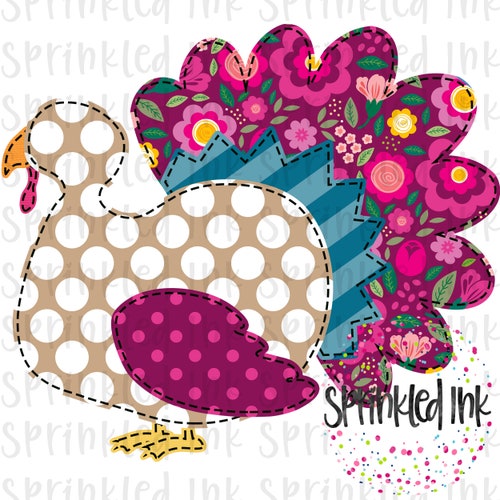 Watercolor PNG Faux Applique Fall Floral M2M Matilda Jane | Etsy