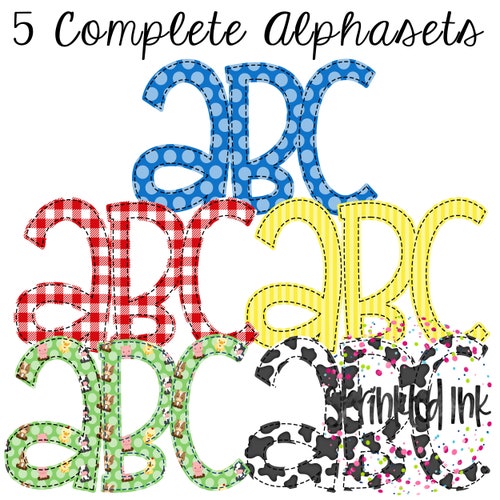 Watercolor PNG Madras Faux Applique Alpha Set Digital Download | Etsy