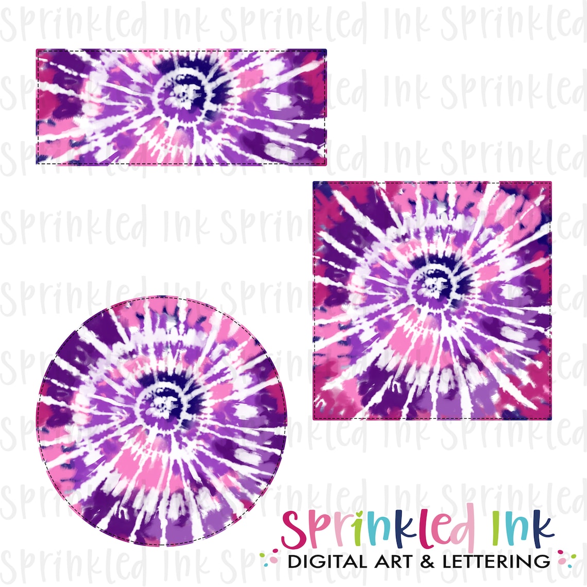 Watercolor PNG Tie Dye PINK and PURPLE Faux Applique | Etsy