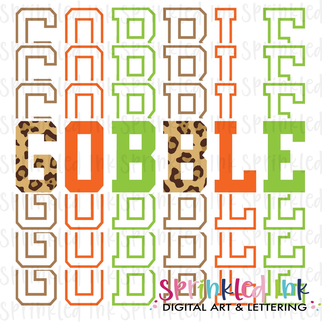 Watercolor PNG Gobble Stacked Words Download File - Etsy