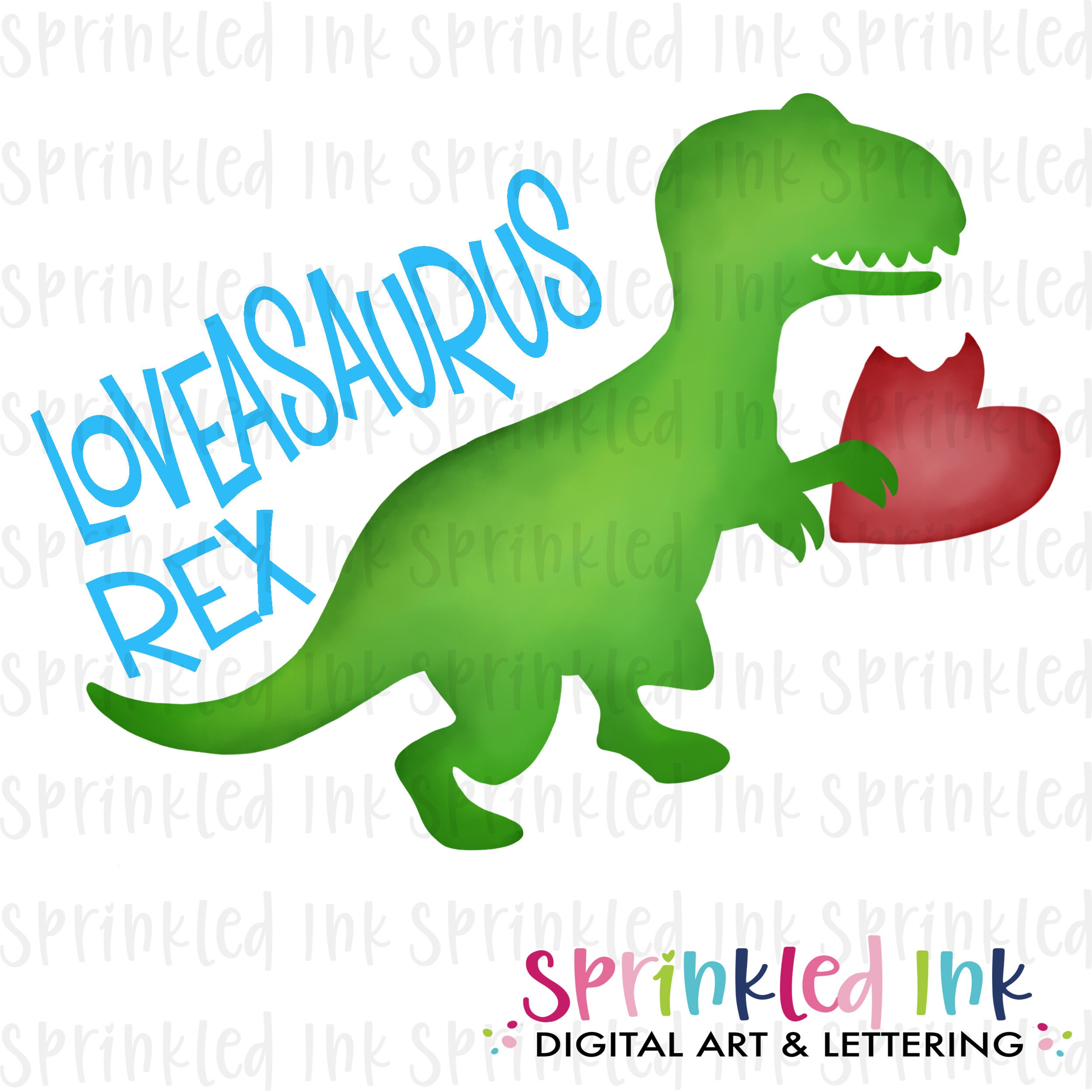 Watercolor PNG Loveasaurus Rex Valentine Dino Download File | Etsy