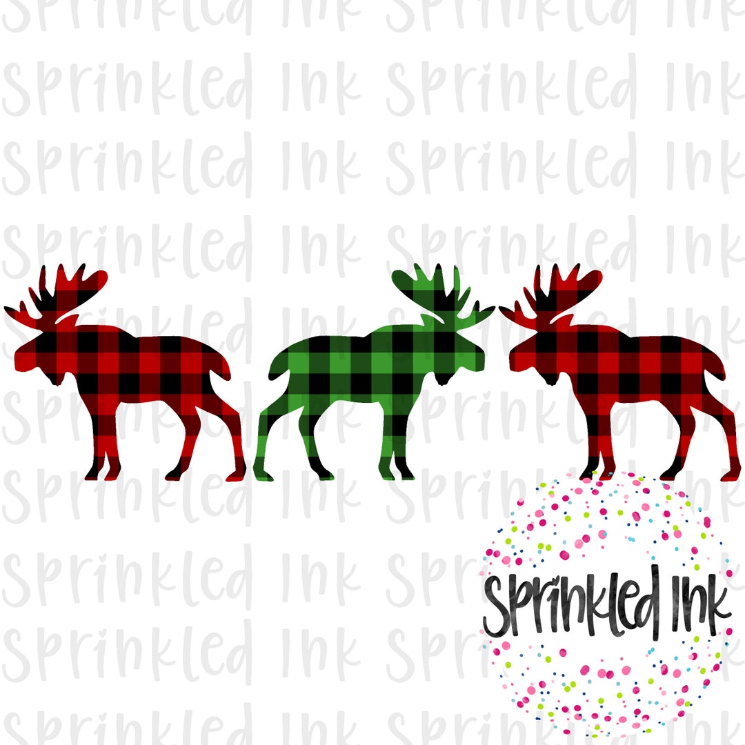 Watercolor PNG Buffalo Check Moose Trio Download File - Etsy