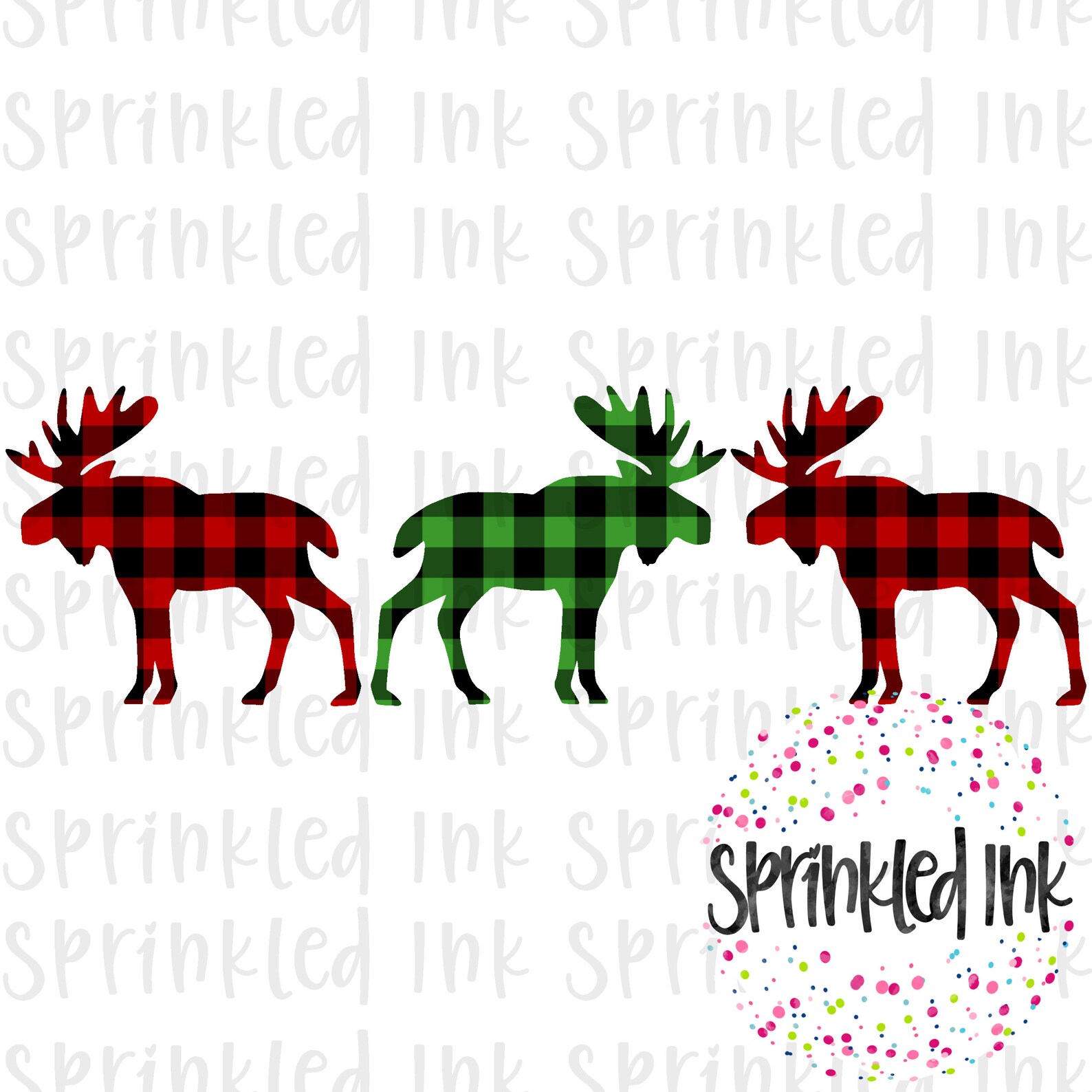 Watercolor PNG Buffalo Check Moose Trio Download File - Etsy