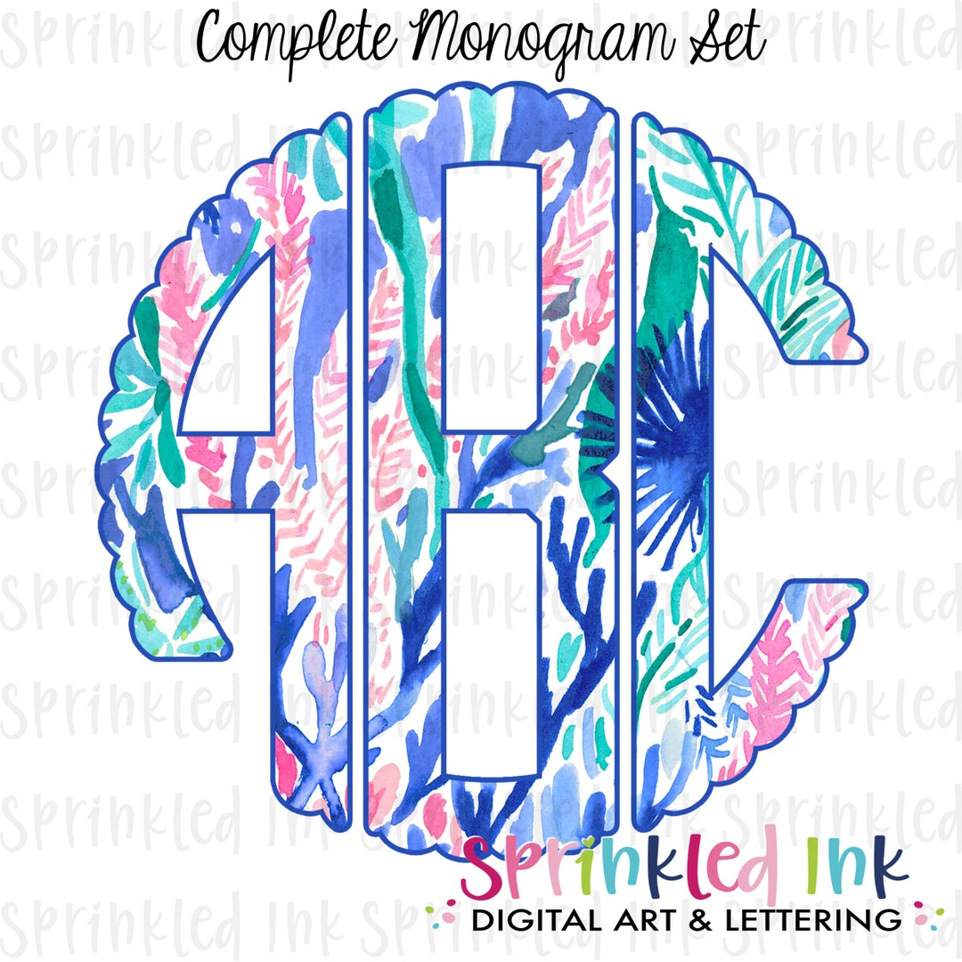 Watercolor Printable PNG Preppy Lilly Partywave Scallop Circle - Etsy