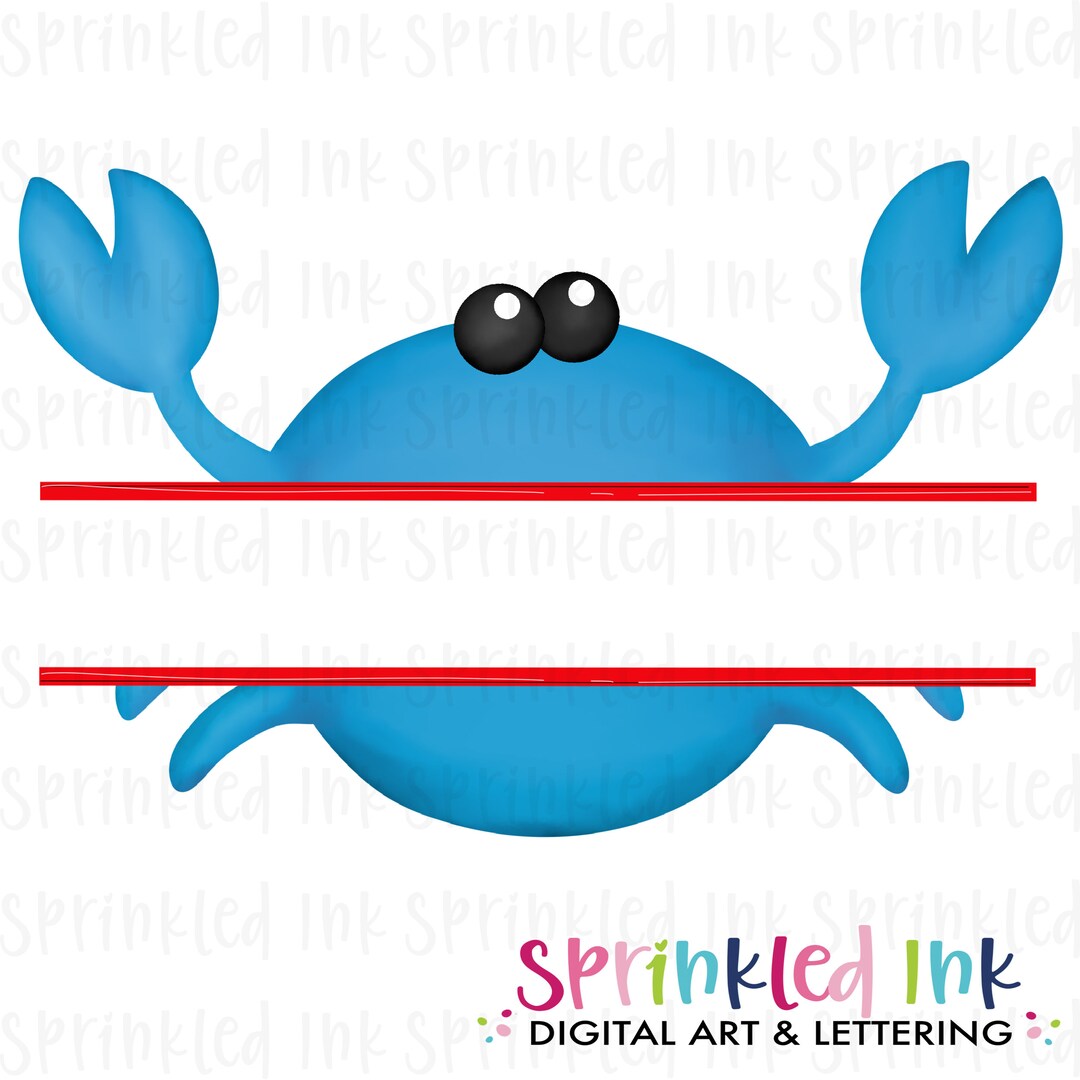 Watercolor PNG Split Name Plate blue Crab Download File - Etsy