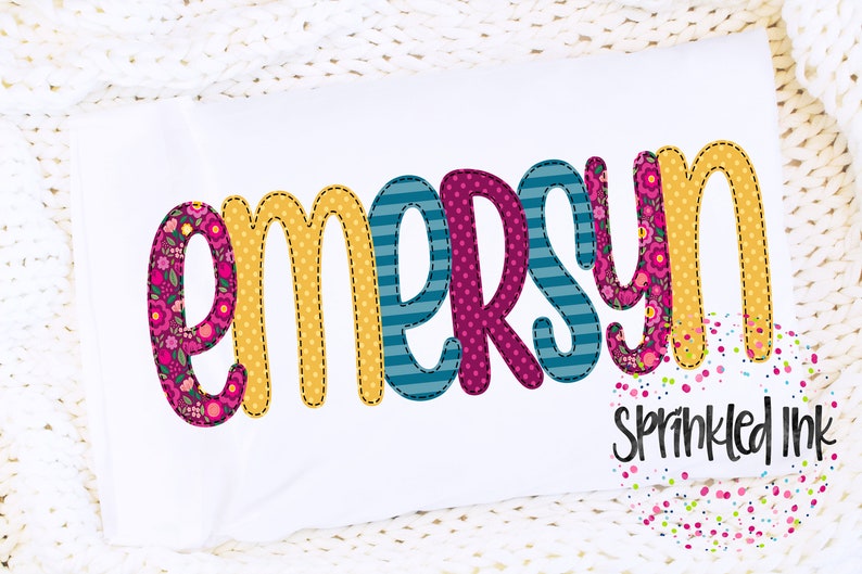 Watercolor PNG Matilda Jane Inspired 4 Pattern Faux Applique | Etsy