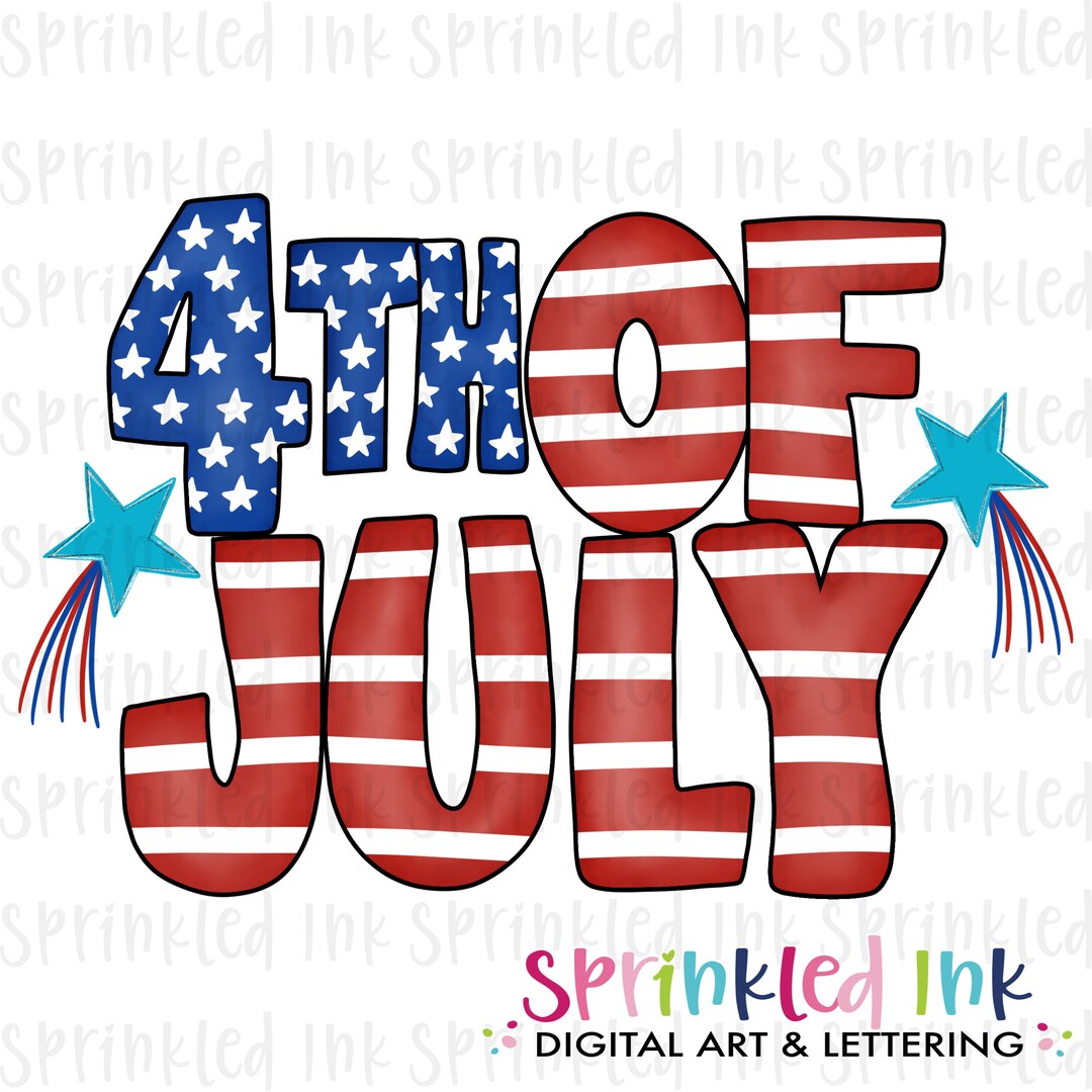 Watercolor PNG 4th of July Word Art Download File - Etsy