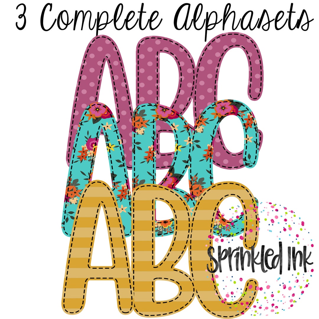 Watercolor PNG Matilda Jane Inspired 3 Pattern Faux Applique - Etsy