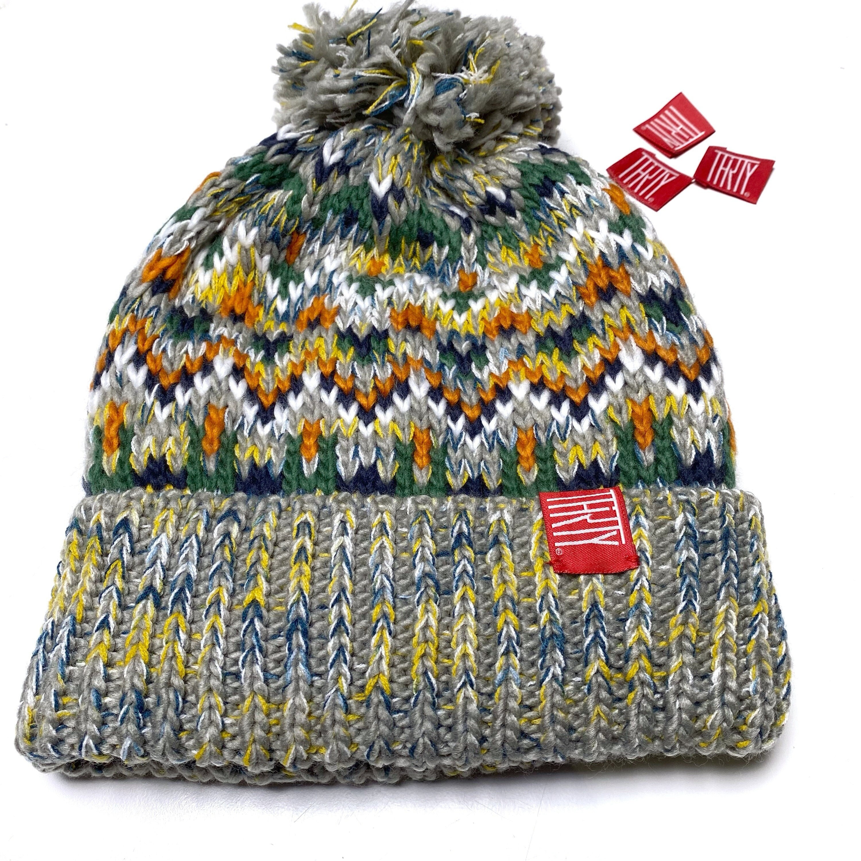 Fully Fleece Lined Nordic Bobble Pom Hat in Chunky Knit Fair Isle Style for Men and Women, Warm ...