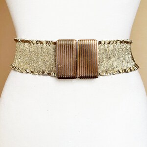 80s Vintage Stretchy Light Gold Wide Chic Glitz Glam Sparkly Ruffle ...