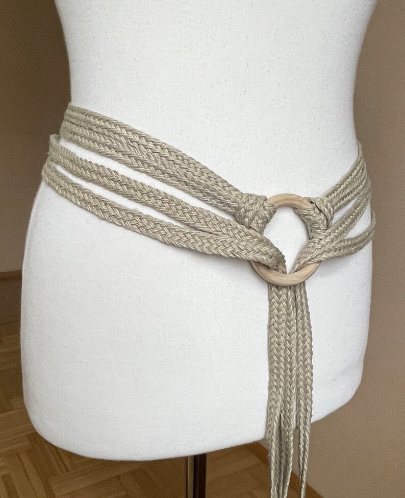 Natural Linen Extra Long Woven Belt Tie Knotted Medieval Dress - Etsy