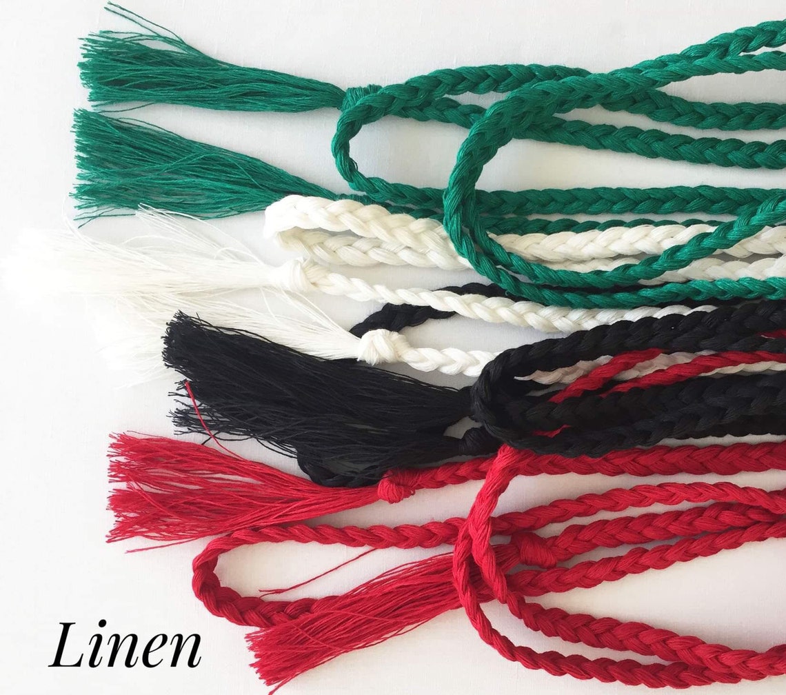 Braided Linen Belt Bohotassel Belt Natural Woven Linen Tie - Etsy