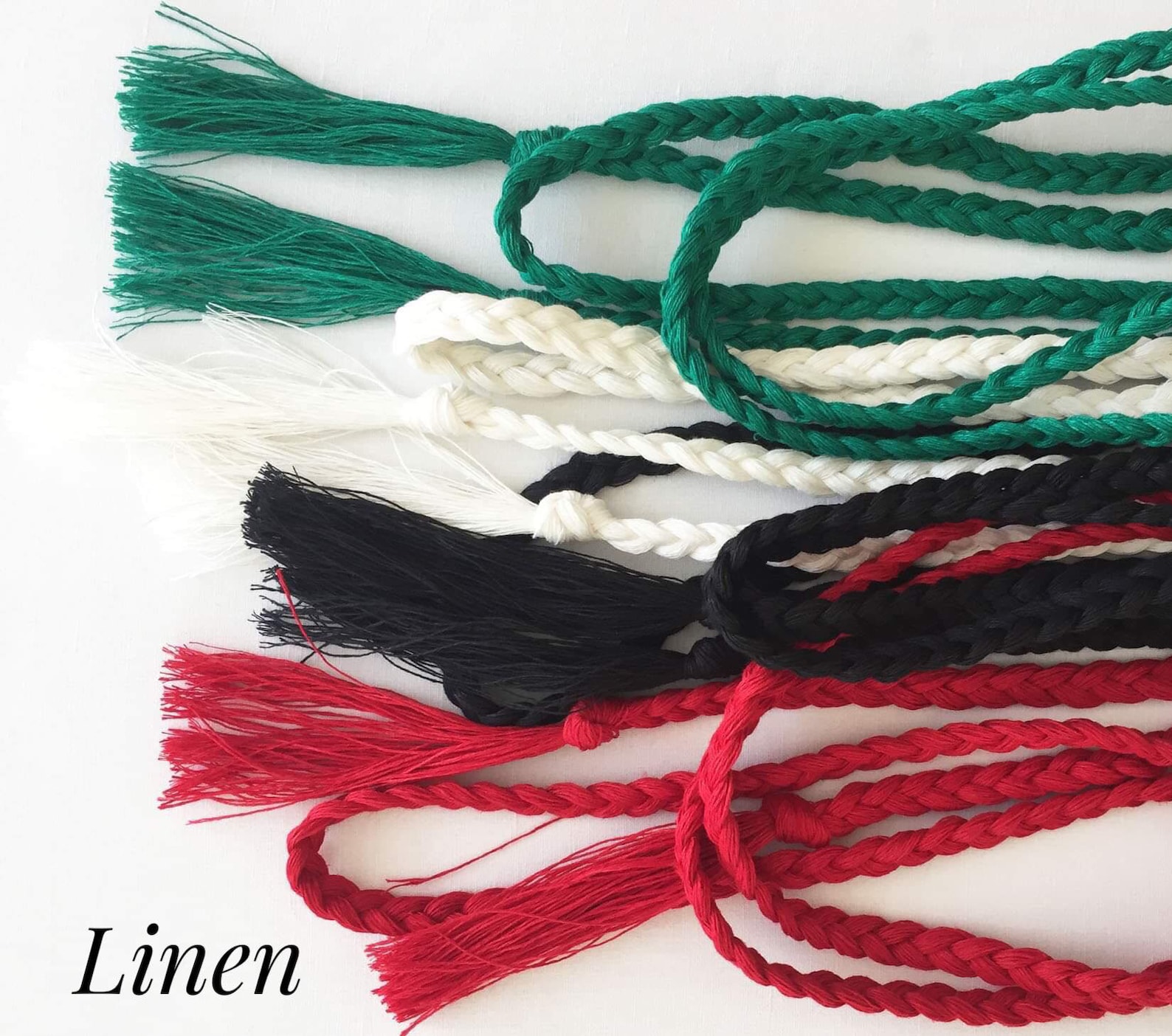 Braided Linen Belt Bohotassel Belt Natural Woven Linen Tie - Etsy