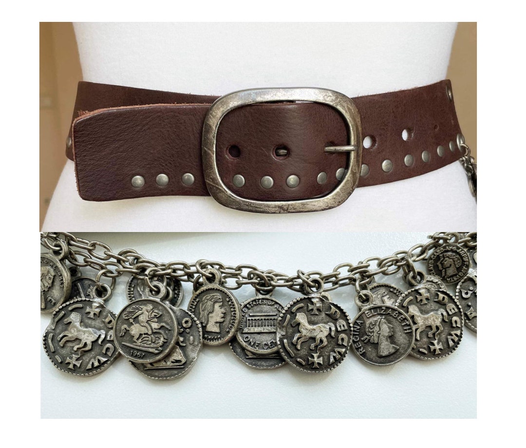 X Works Vintage Rock Western Chain With Monets Brown Studded Leather ...
