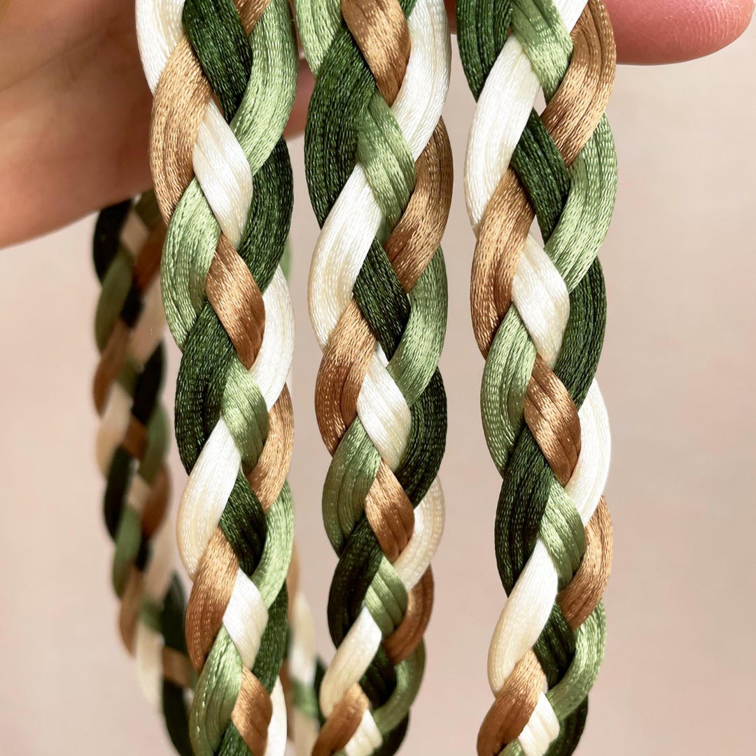 Handfasting Cord, Custom Braided Ivory Gold Green Satin Cords, Celtic ...