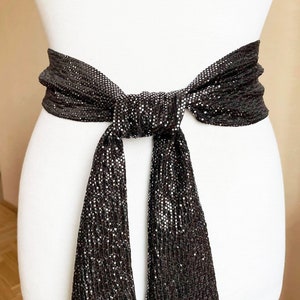 Shiny Silver 9cm/3.5" Wide Soft Sequin Sash Ivory Light Dusty Rose ...
