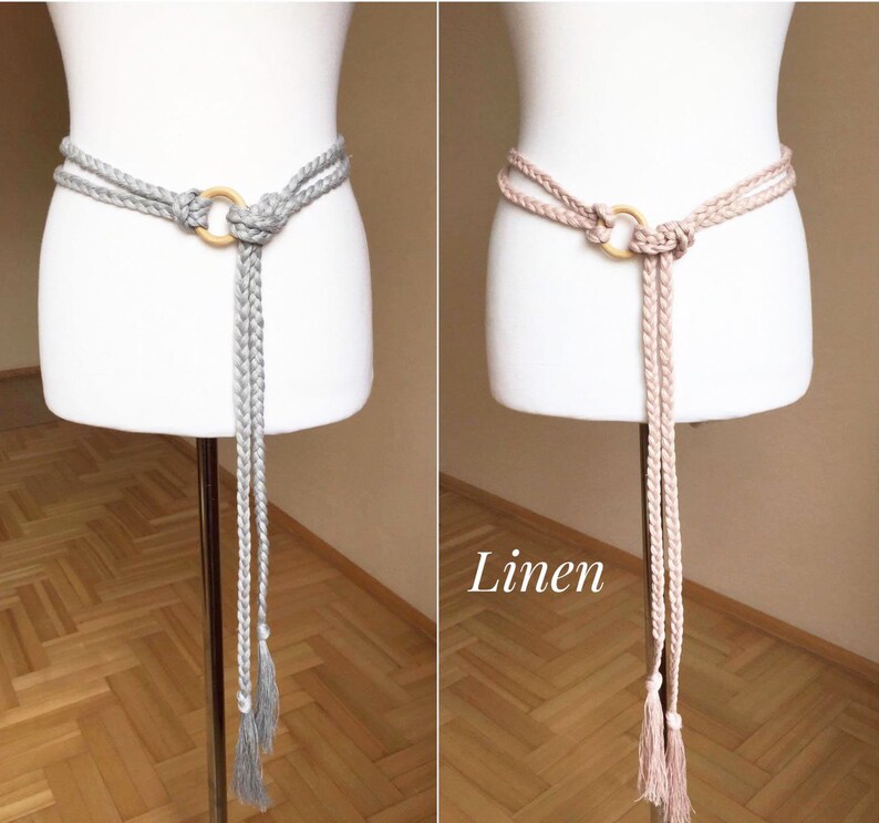 Braided Linen Belt Bohotassel Belt Natural Woven Linen Tie - Etsy