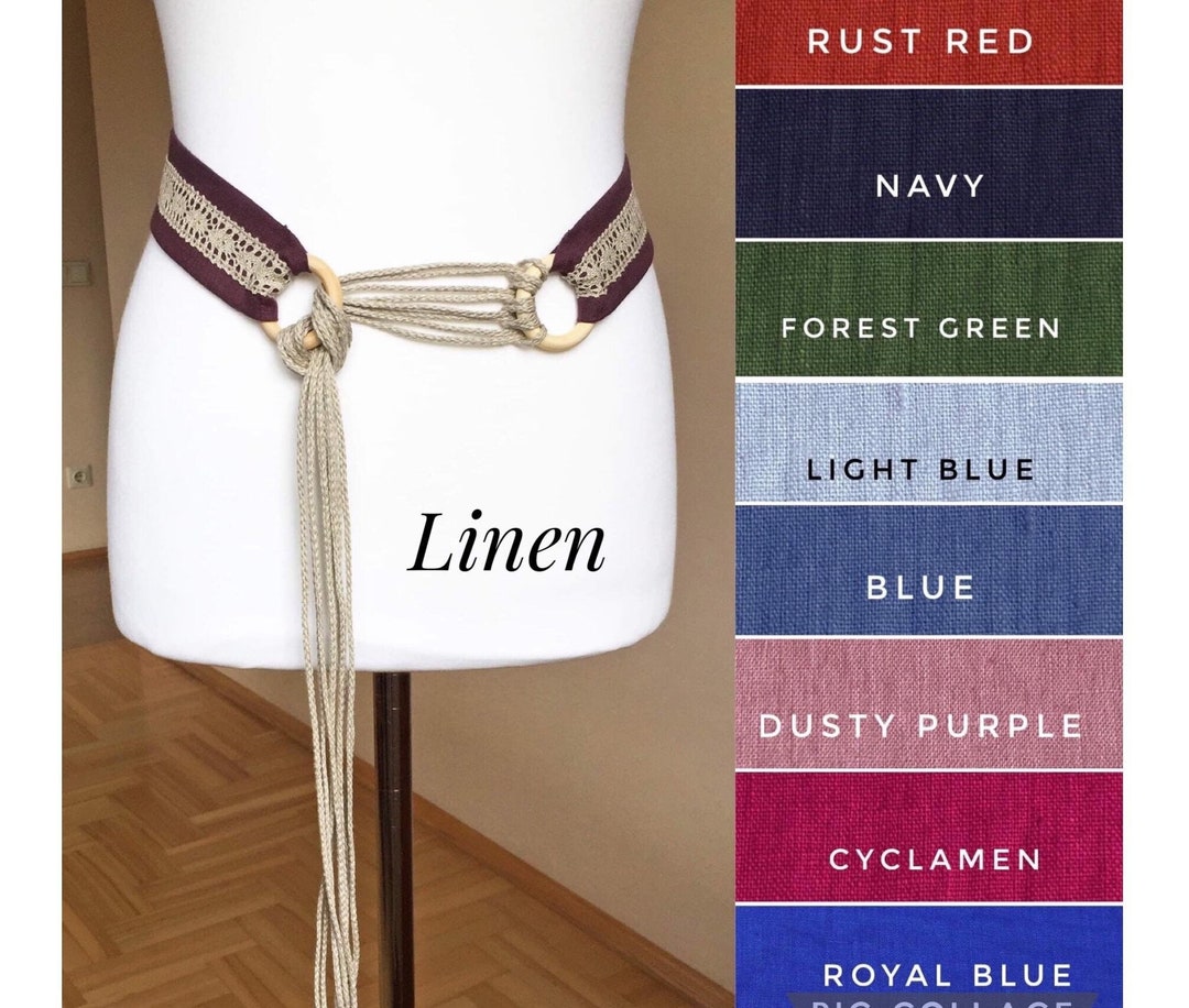 Linen Boho Fringes Medieval Fashion Belt Linen Tie Costume - Etsy