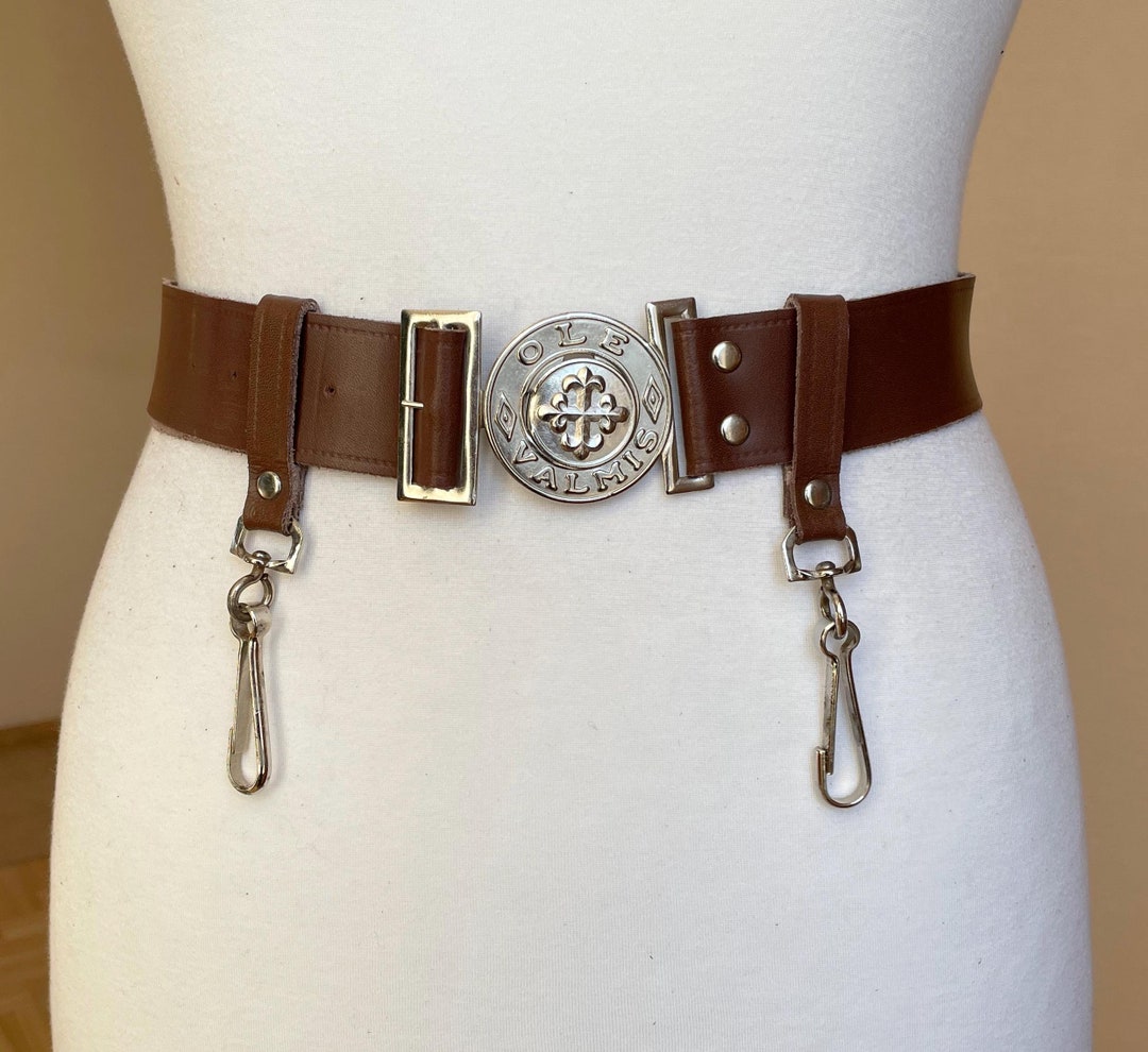 Vintage Boy Scouts Brown Leather Belt and Buckle, Ole Valmis, 27-32 ...