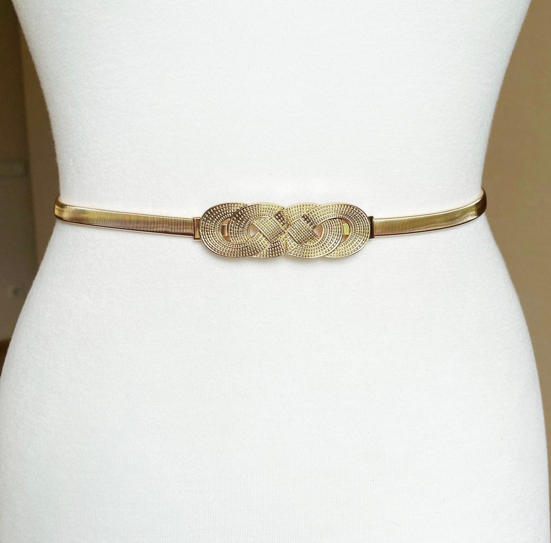 Skinny Vintage Style Gold Metal Stretch Belt 77-95 Cm, 30-37 - Etsy