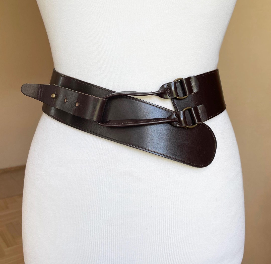 Vintage Wide Brown High Low Waist Leather Belt, 36-38", 93-97cm - Etsy