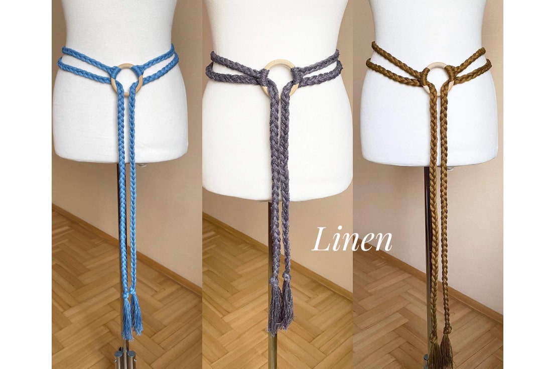 Linen Extra Long Belt Medieval Viking Dress Costume Belt Hand Woven ...