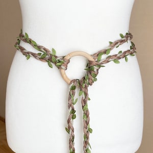 Hand Braided LINEN Celtic Medieval Viking Belt With Green Leaves, Birch ...