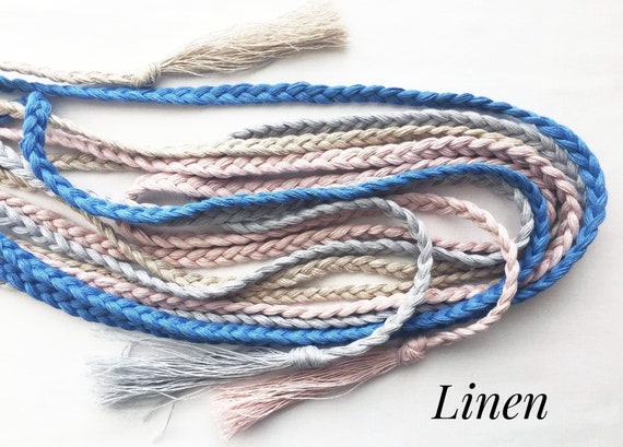 Linen Belt Braided Tassel Belt Bohemian Hippie Linen Tie Belt - Etsy