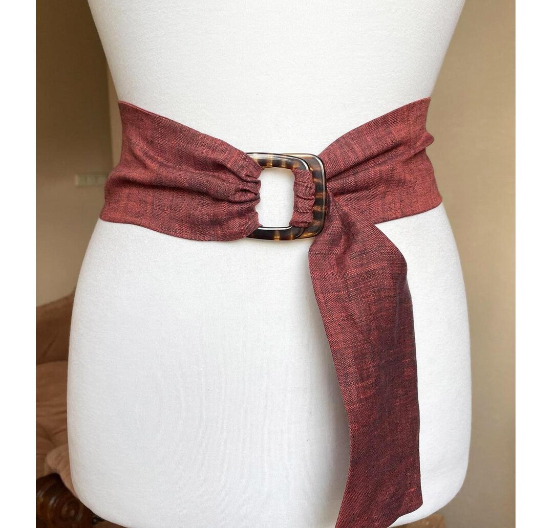 Plus Size Linen Belt 3.5" Wide Long Sash Belt Bohemian Festival Linen ...