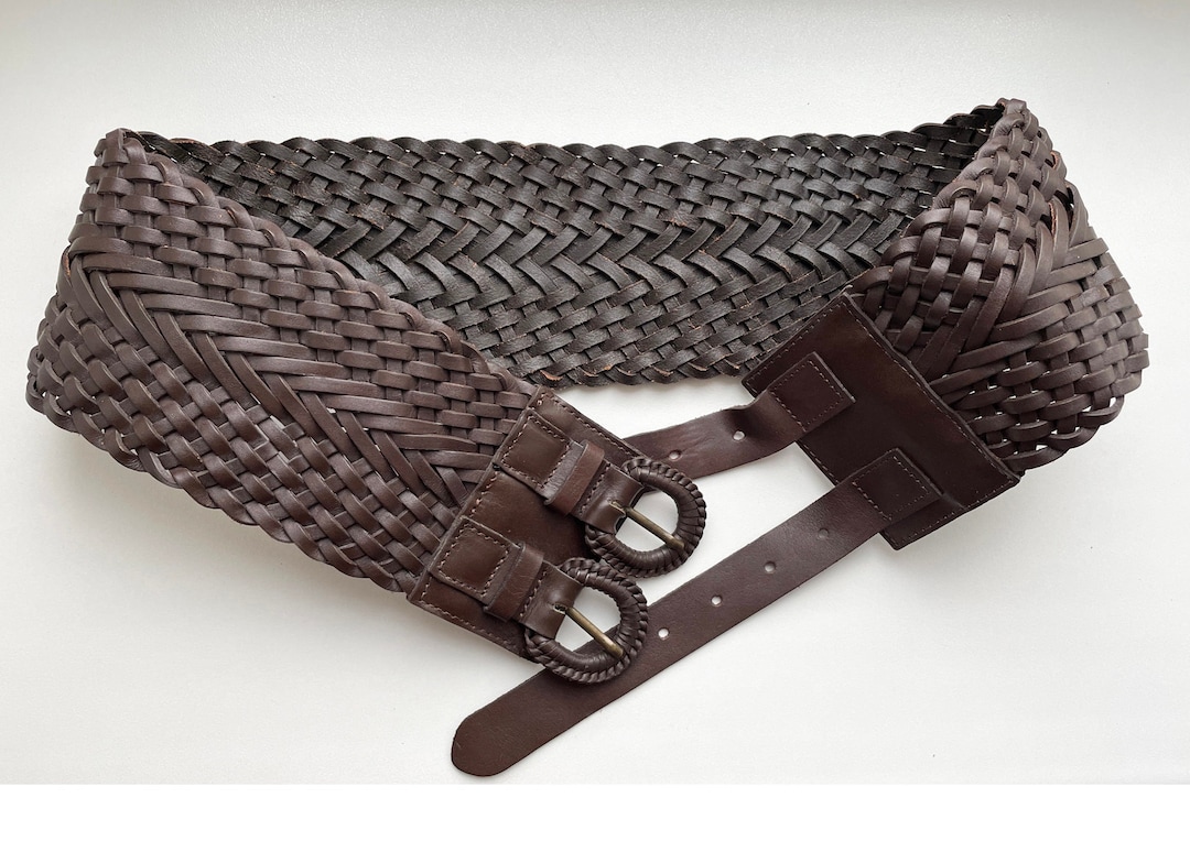 Vintage Extra Wide Brown Braided Leather Belt, 80-88 Cm, 31-35 - Etsy