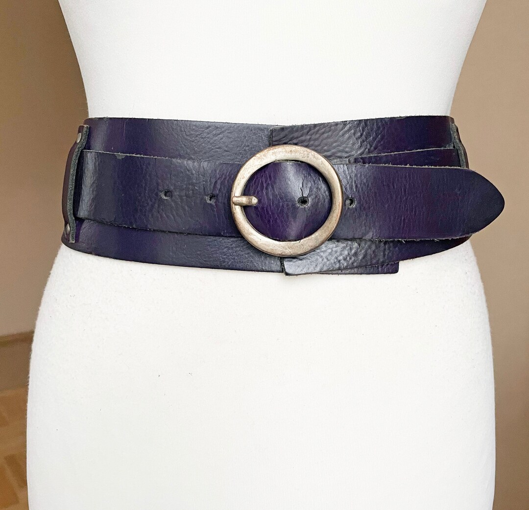 80s Vintage Extra Wide Dark Purple High Low Waist Thick Soft - Etsy