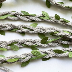 LINEN Uncolored Celtic Long Hand Braided Viking Belt With Green Leaves ...