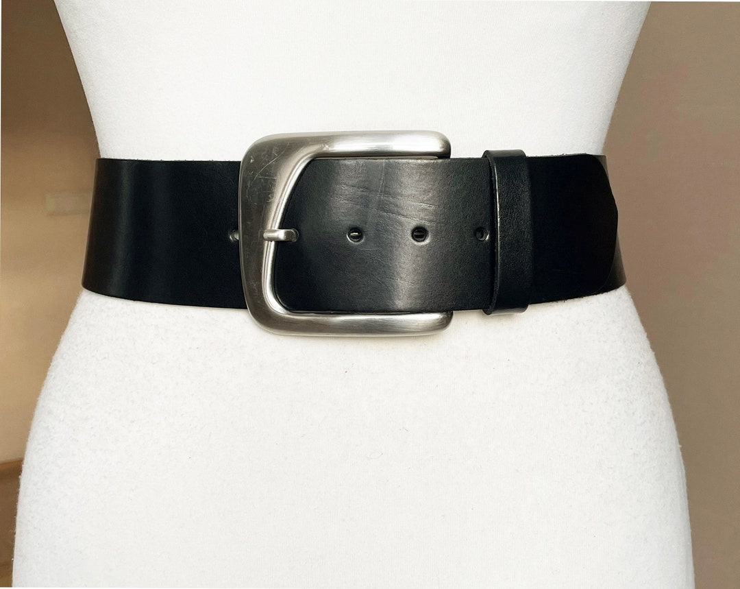 Vintage Wide Black High Low Waist Leather Belt, 95-105 Cm, 37-41 - Etsy