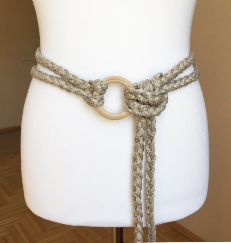 Braided Linen Belt Boho Dress Tassel Belt Linen Tie Loop Belt - Etsy