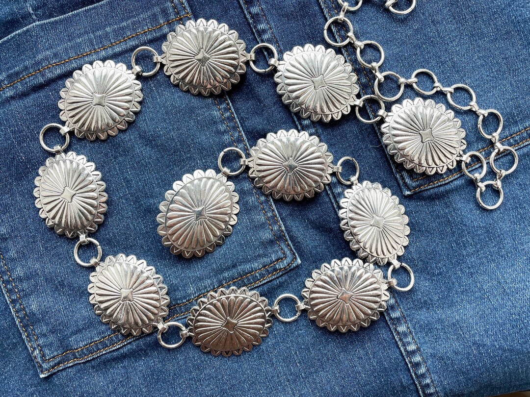 Western Silver Metal Concho Belt - Etsy