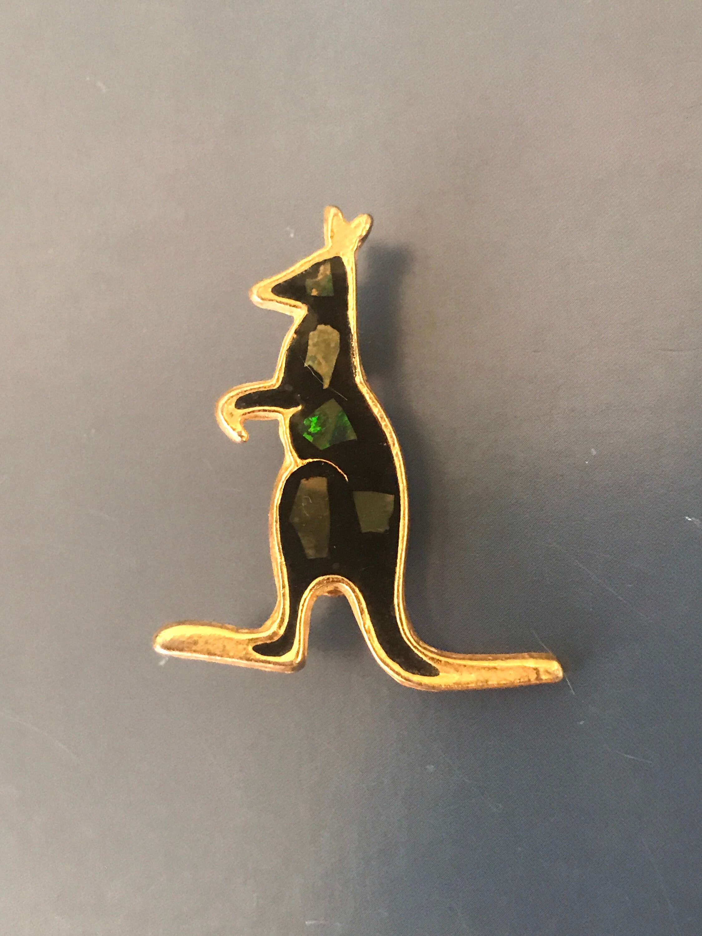 Vintage Kangaroo Brooch Pin Black Enamel With Opal Inlay - Etsy