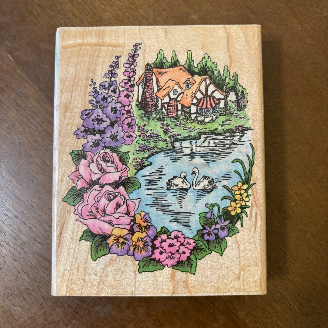 1994 Stampendous R06 Flowered Cottage Rubber Block Stamp - Etsy