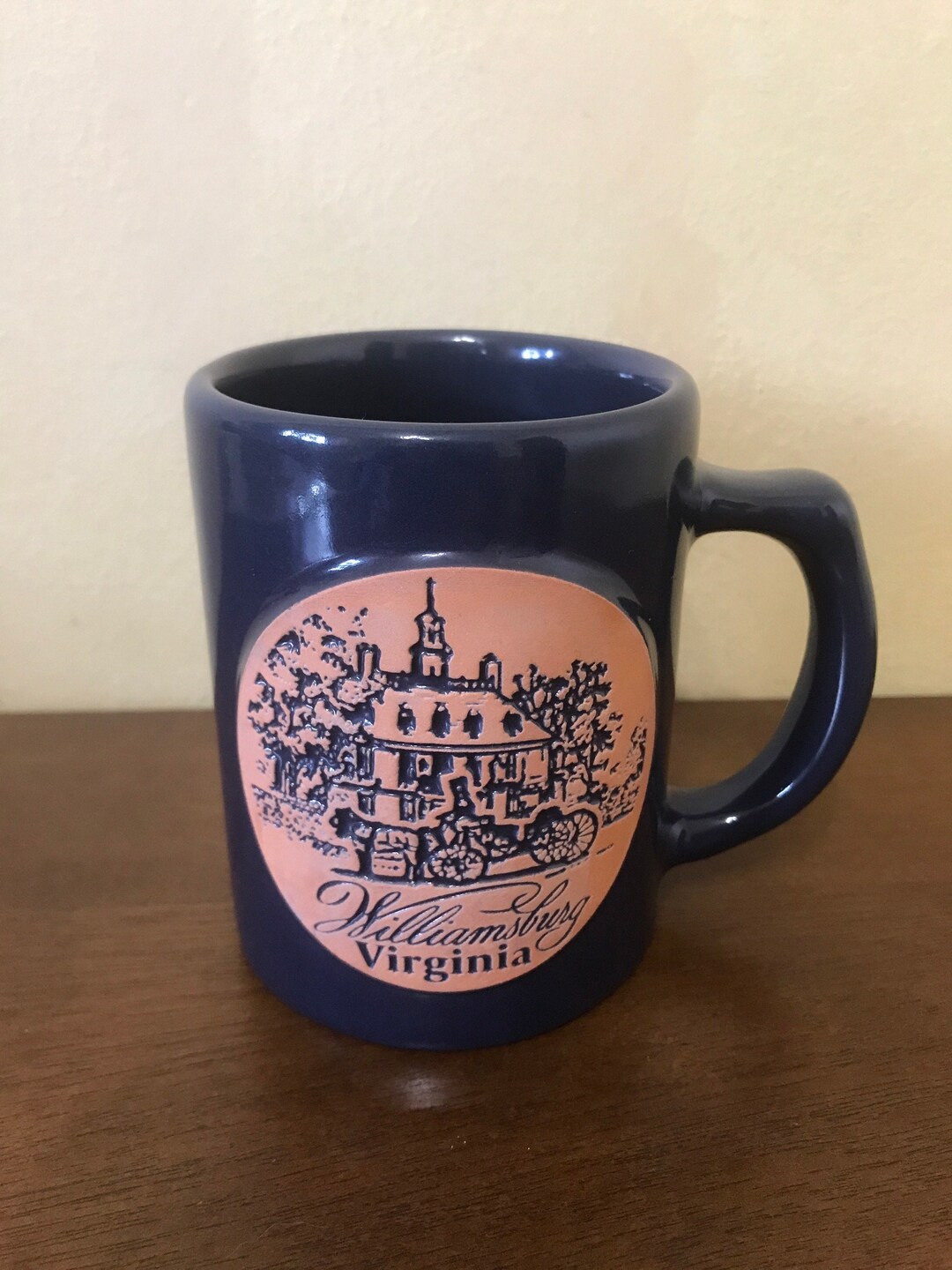Williamsburg Virginia Navy Blue USA Pottery Mug | Vintage Williamsburg ...