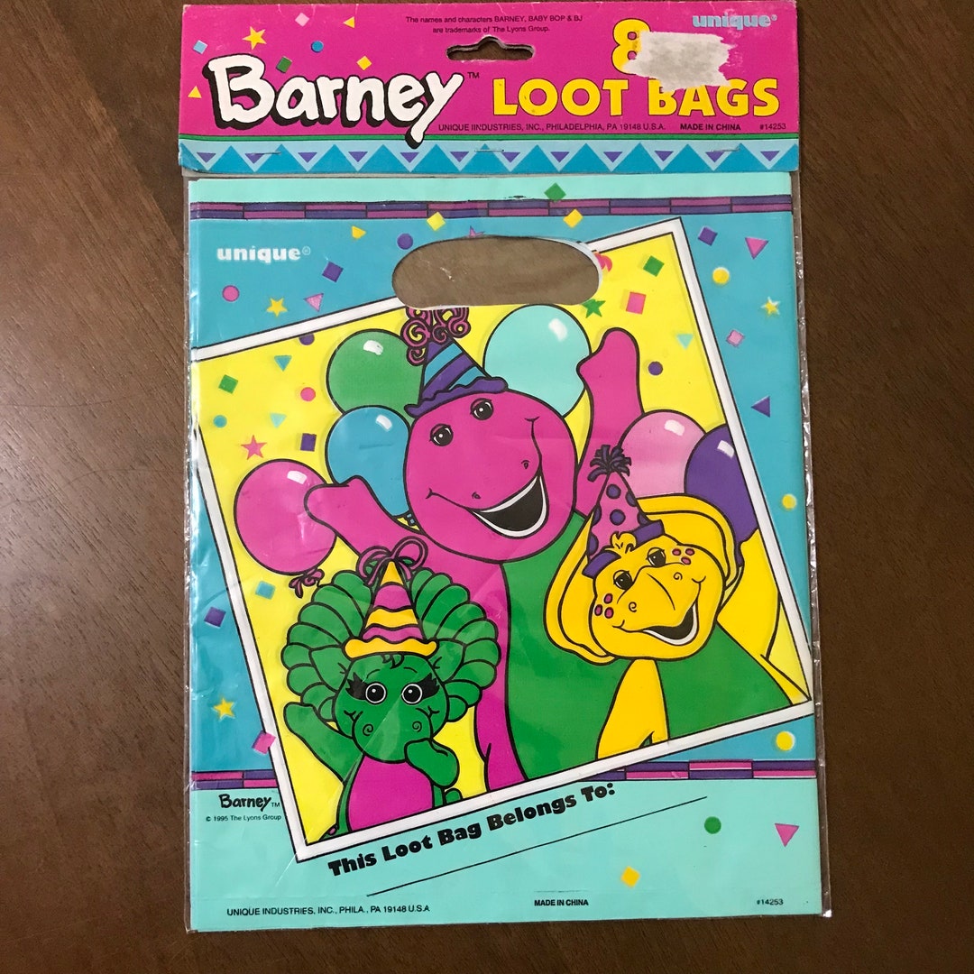 1995 Barney Dinosaur Treat Loot Bags, 8 Count - Lyons Group, Unique ...