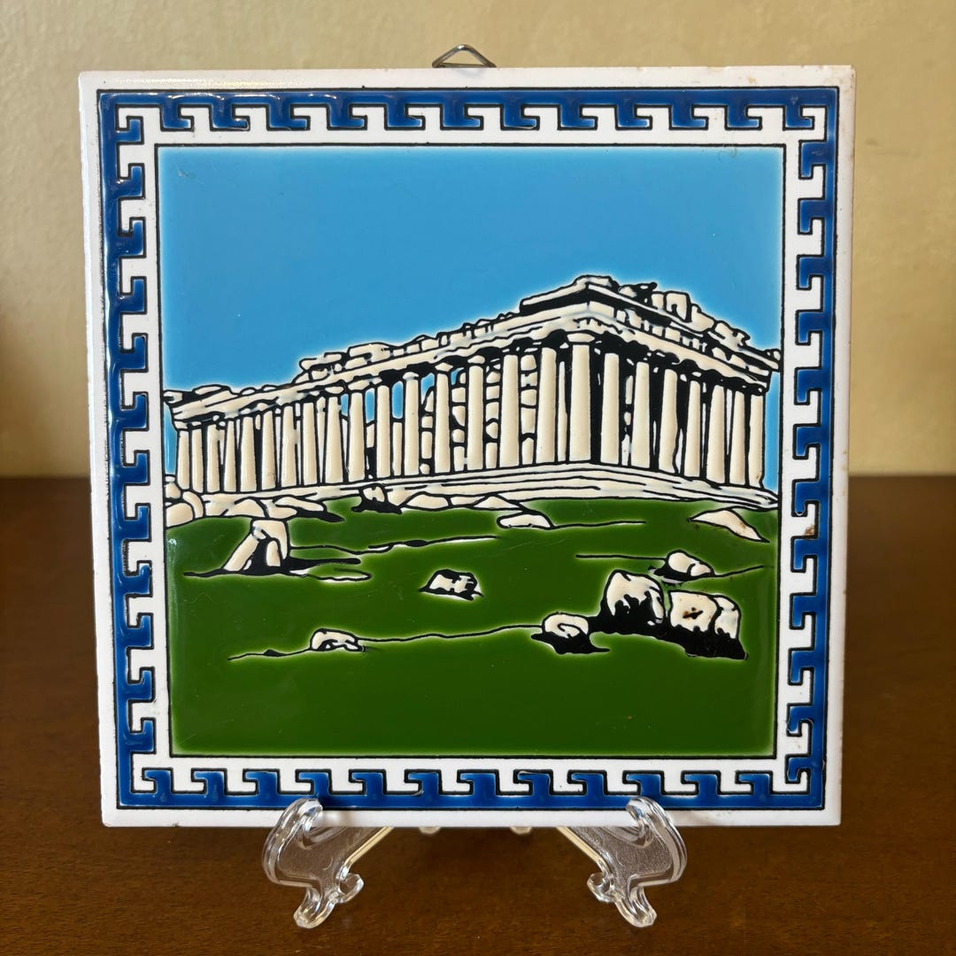Vintage Parthenon Temple Athens Greece Decorative Ceramic Wall Tile ...