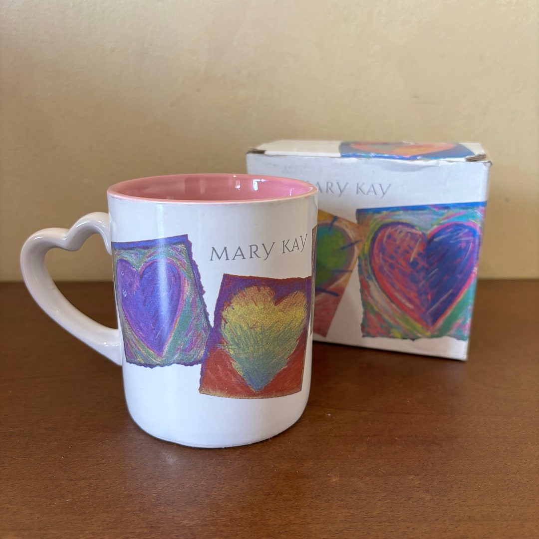 Vintage Mary Kay Cosmetics Sketch Heart Ceramic Mug With Heart Handle ...