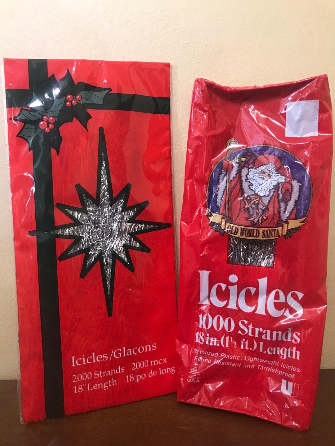 Icicle Tinsel 1000 or 2000 Strands Vintage Silver Tinsel | Old ...