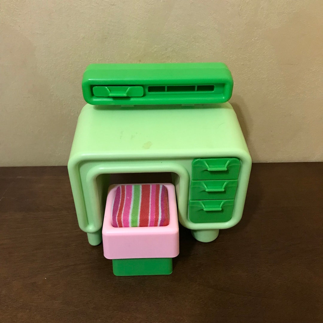 Barbie Plastic Green and Pink Dream Furniture Collection, Striped Stool ...