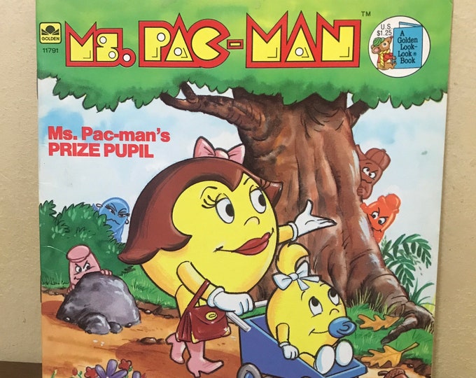 1983 Ms. Pac Man Ms. Pac-man's Prize Pupil Softcover A Golden Look-look ...