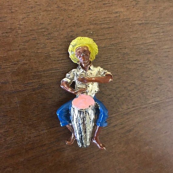 Vintage Hollywood Bongo Drummer Enamel Pin, Hollywood… - Gem