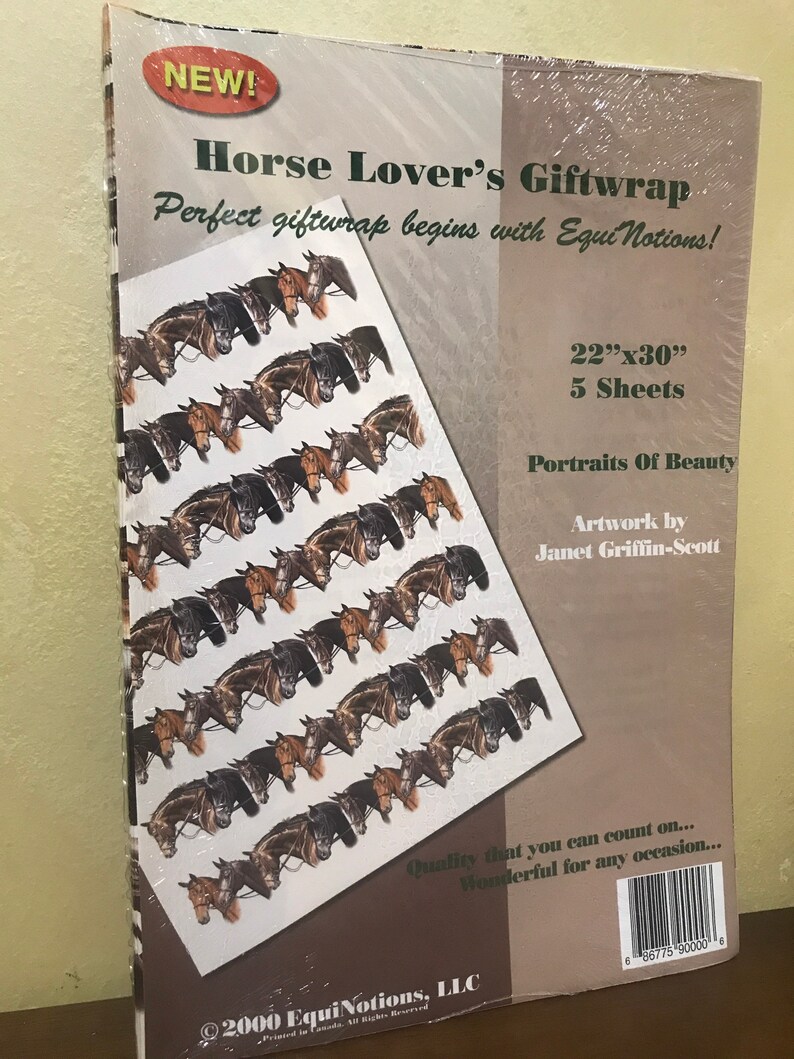 Vintage Equestrian Gift Wrap 2000 Equinotions - Artwork Janet Griffin ...