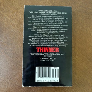 Stephen King Thinner Writing as Richard Bachman 1985 AE Signet ...