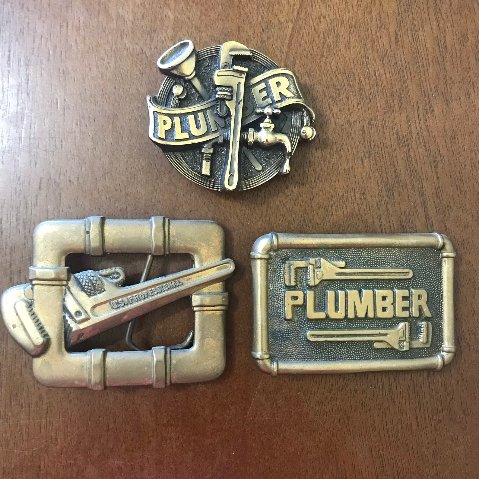 Vintage Brass Belt Buckles CHOOSE ONE Plumber Belt Buckle Porsche ...